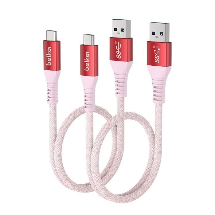 Câble USB C Court 50cm-0.5M [2 pièces]10Gbps Câble de données USB3.2 ...