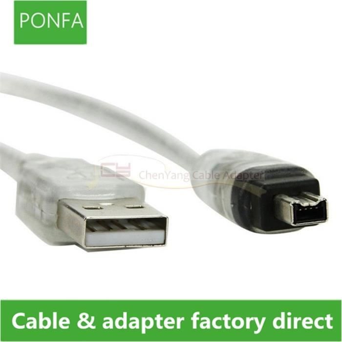 Câble USB,USB mâle à Firewire IEEE 1394 4 broches mâle iLink adaptateur ...