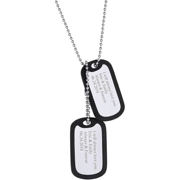 Collier Personnalisé Photo Gravé Plaque Militaire Pendentif Homme-Femme ...