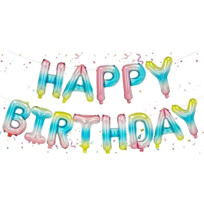 Ballon Joyeux Anniversaire Rainbow,Happy Birthday Bannière Ballons En Aluminium 16 Pouces,Ballon ...