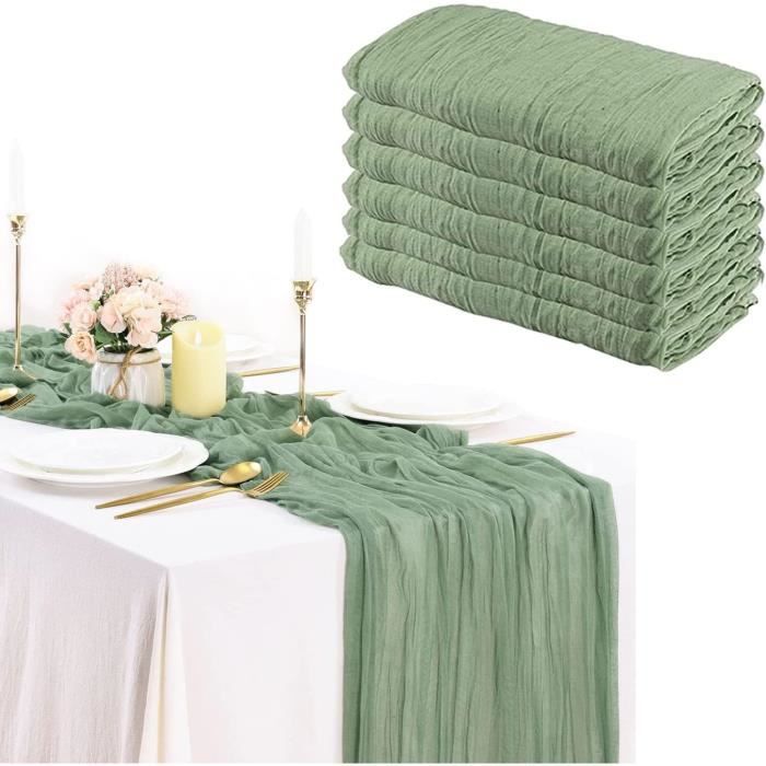 Chemin de Table en Étamine Vert Sauge - Mariage - 90 x 300cm - Tissu ...