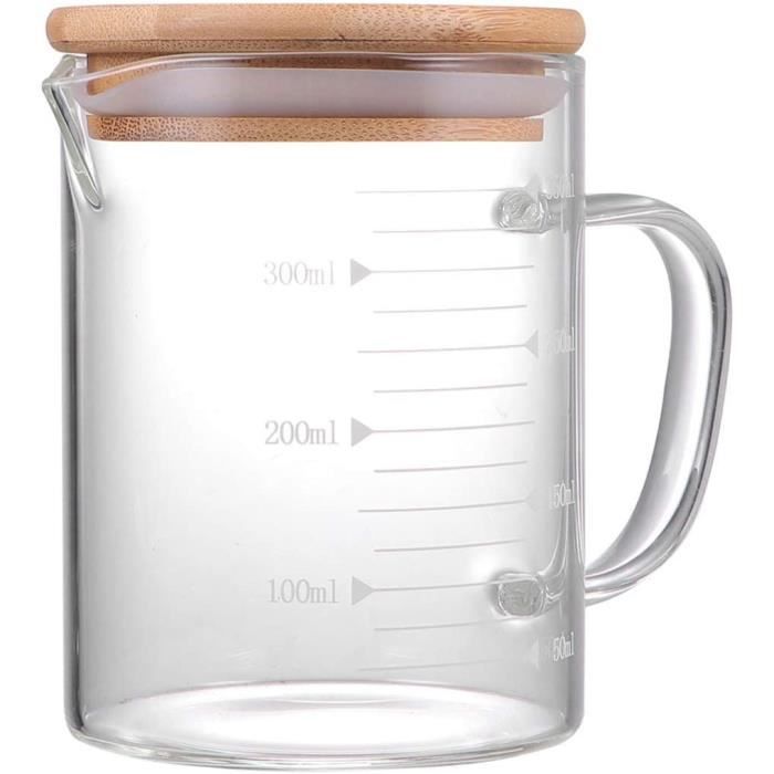 Cabilock Pichet en verre avec couvercle - 500 ml - Résistant à la chaleur et à l'eau froide ...