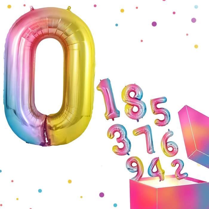 Ballon Chiffre 0 Arc En Ciel 101 Cm Ballon 0 Ans Anniversaire Fille