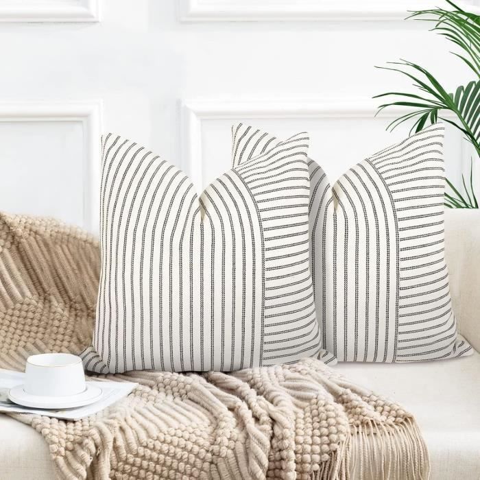 Lot De 2 Housse Coussin 50 X 50 Housse De Coussin Coton Lin Coussin ...