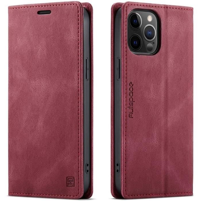 Coque iPhone 12 Pro Max 6.7 PU à Rabat Magnétique en Cuir avec Blocage ...