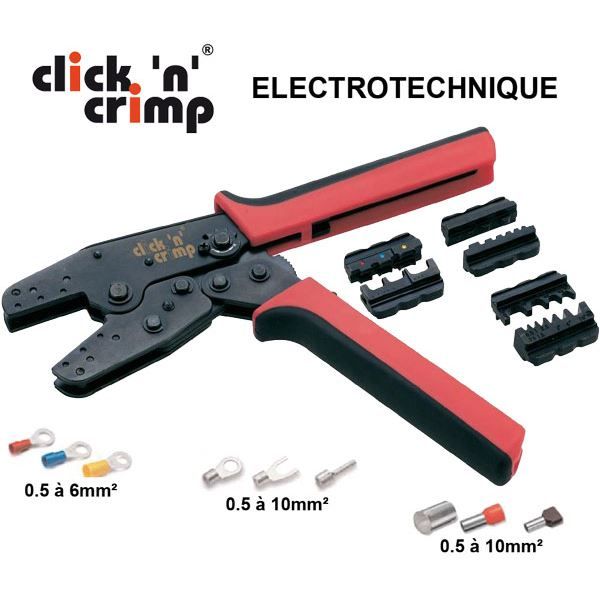 Pince à sertir Click'n'Crimp Electrotechnique - CIMCO - pour cosses isolées et non isolées de 0 ...