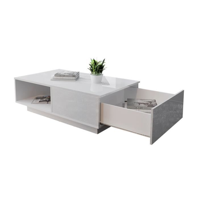 PAI Table basse design - blanc - étagère pratique sous le plateau CQ003 ...