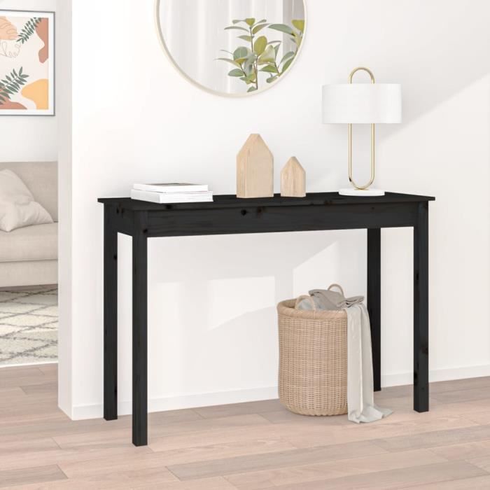 FIMEI Table Console Noir 110x40x75 cm Bois Massif de Pin-243 ...