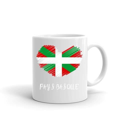 Mug - Céramique - Blanc LMK COEUR CRAYON PAYS BASQUE 1 - Cdiscount Maison