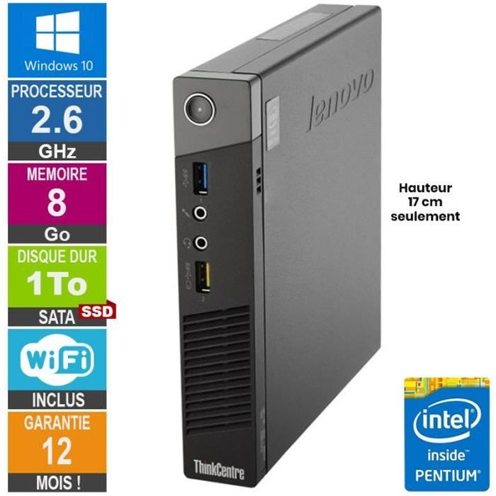 PC Lenovo ThinkCentre M73 Tiny G3220T 2.60GHz 8Go/1To SSD Wifi W10 ...