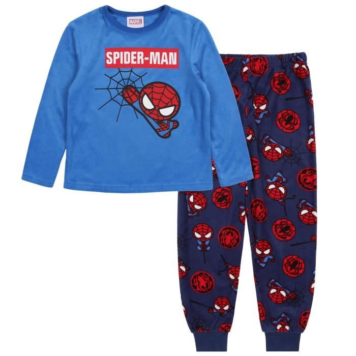 MARVEL Spider-Man Pyjama pour garçon manches longues bleu marine Bleu ...