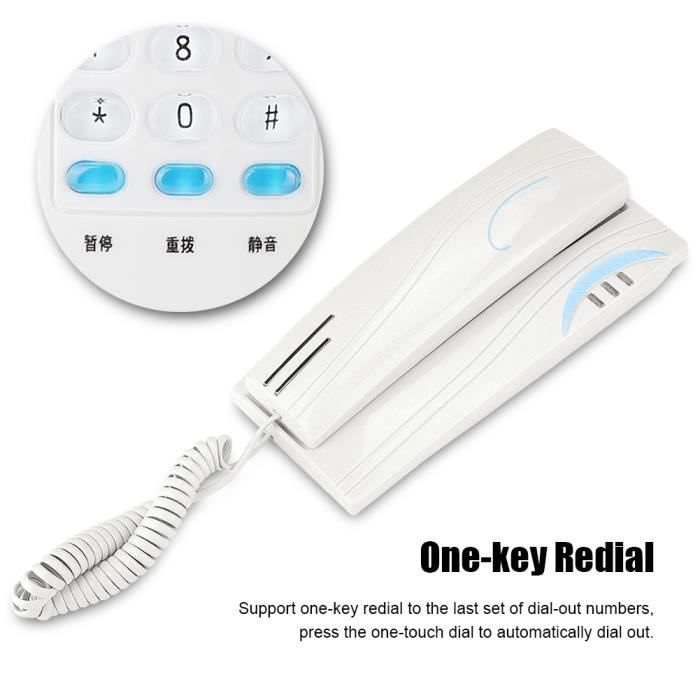 Qiilu Téléphone filaire Mini téléphone fixe de bureau fixe à double usage filaire pour bureau à ...