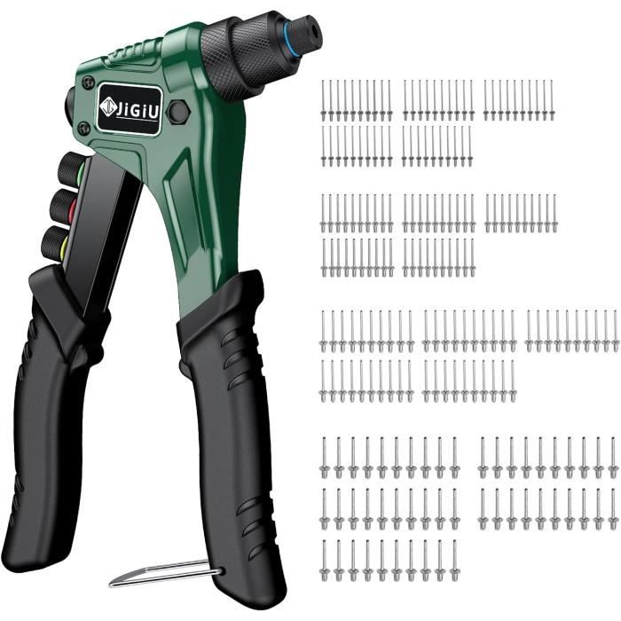 JiGiU Pince à Rivets 4 en 1 avec 200 Rivets, Riveteuse Manuelle ...