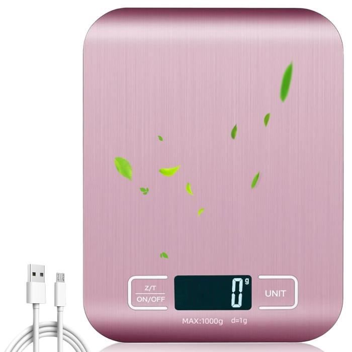 Balance de cuisine numérique rechargeable par USB - 10 kg-1 g - Balance ...