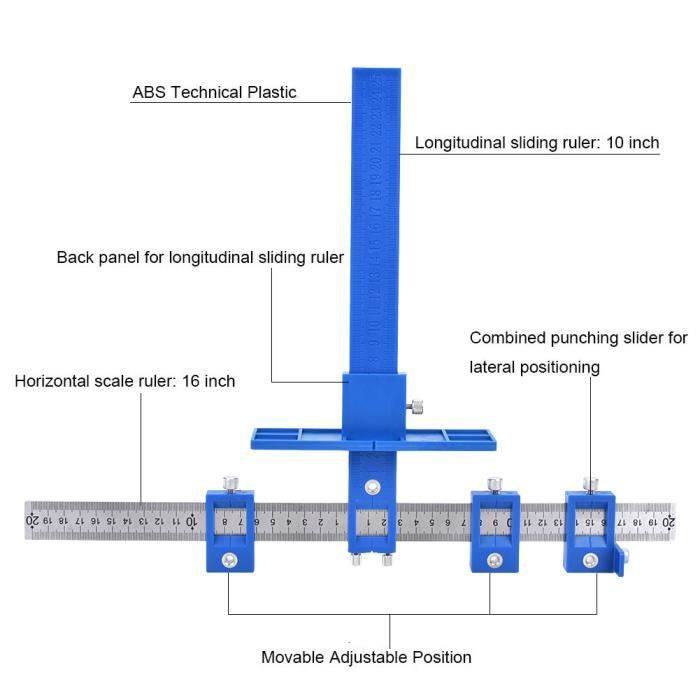 VBESTLIFE Gabarit de perçage ajustable pour poignées, boutons de meuble ...