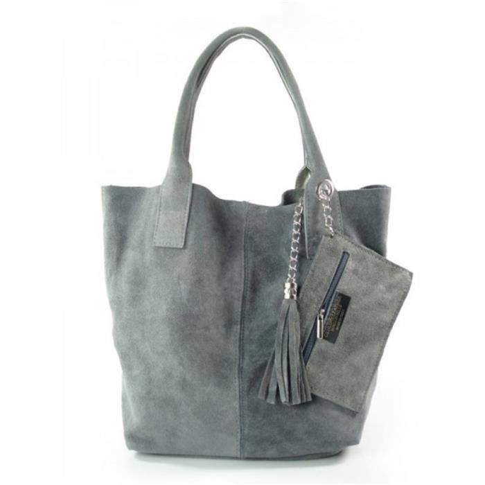 Sac à main - VERA PELLE - Zamsz XL A4 - Gris - Cuir - Femme/Adulte Gris ...
