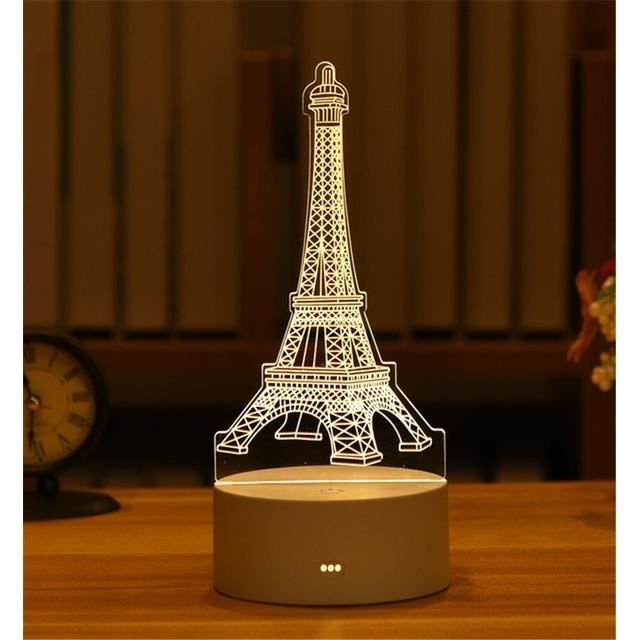 Veilleuse,15 Eiffel Tower--Lampe Néon 3d Led Usb En Acrylique, Luminaire Décoratif D'intérieur ...