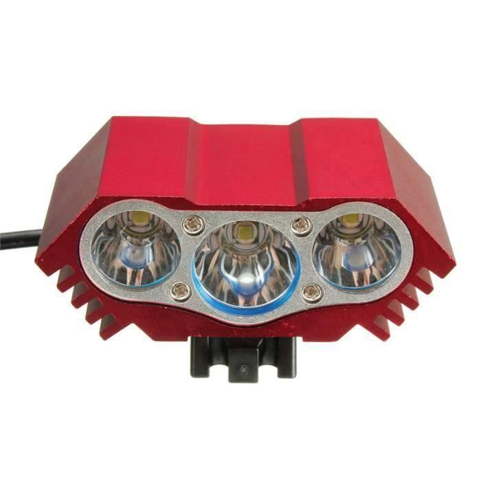 Ywei 6000LM T6 LED Phares rechargeable lampe torche pr VTT vélo Rouge ...