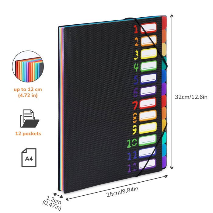 Trieur 12 Compartiments A4, 180° Lay-Flat Open Trieur Document ...