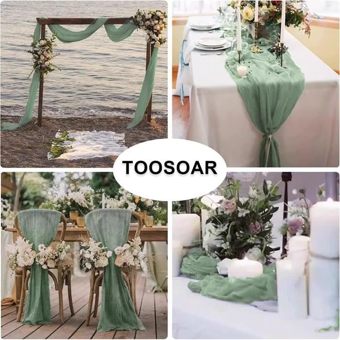 Chemin de Table en Étamine Vert Sauge - Mariage - 90 x 300cm - Tissu ...