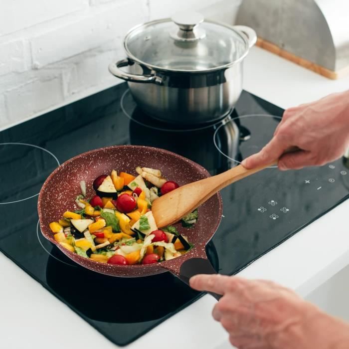 Poêle à Frire Induction Fonte d'Aluminium avec deux bec verseur Antiadhésif sans PFOA Tous Feux ...