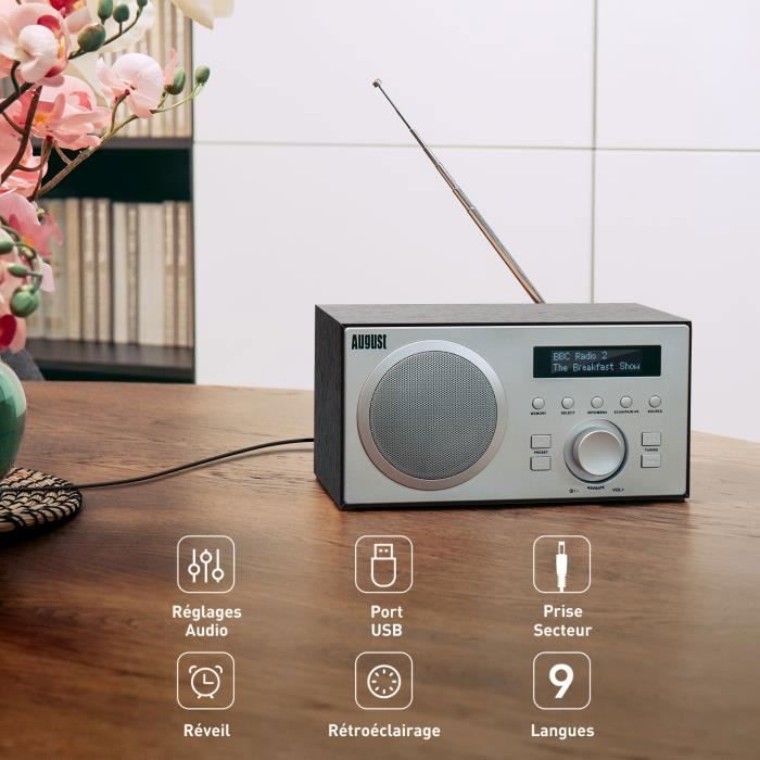 Radio FM DAB Bluetooth Bois Secteur MP3 Lecteur clé USB, Radio ...