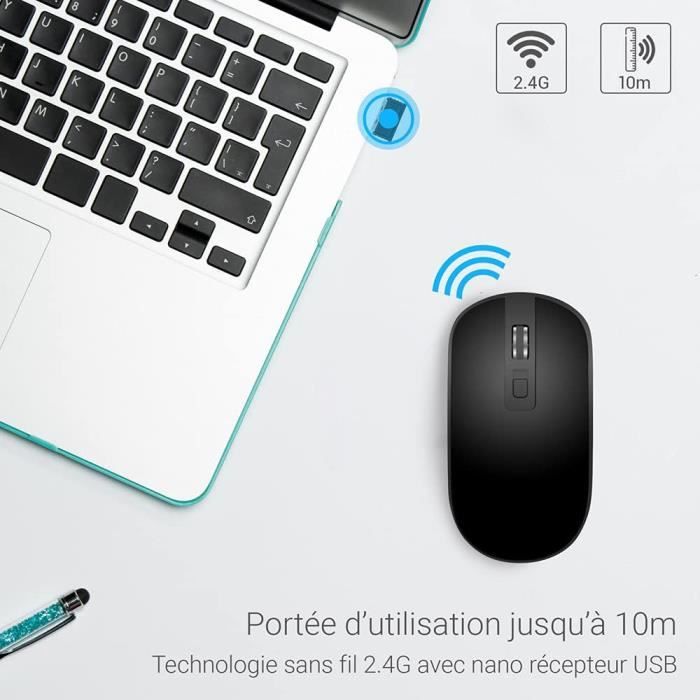 65420 Souris Sans Fil 2,4 Ghz Pour Ordinateur Avec Nano Récepteur Usb ...