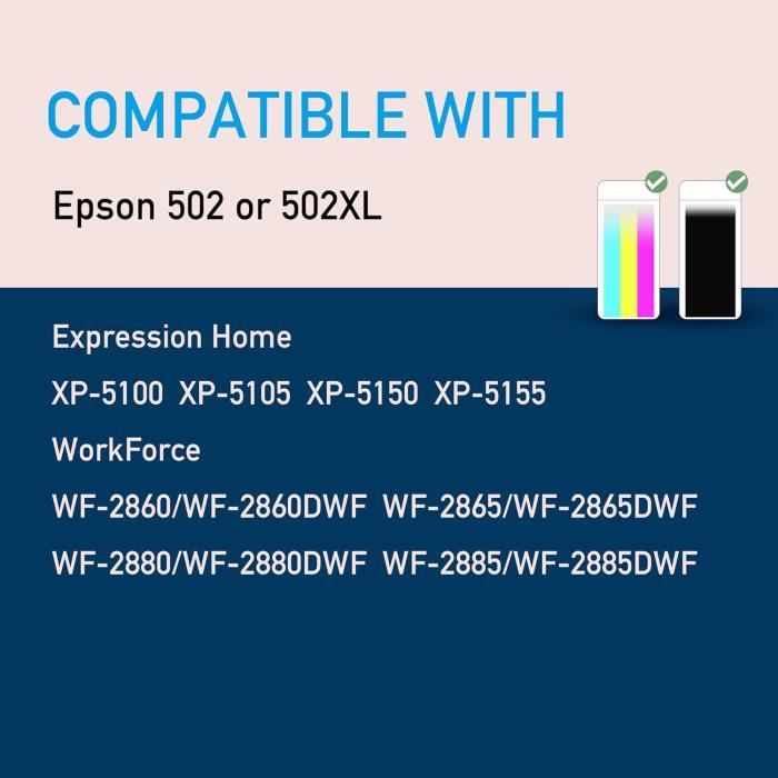 502Xl Cartouches D'Encre Compatibles Avec Epson 502 502Xl (1 Noir, 1 Cyan, 1 Magenta, 1 Jaune ...