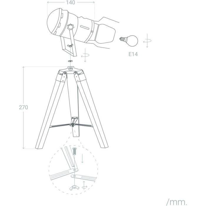 LEDKIA LIGHTING Lampe à Poser Métal et Bois Cinema Kurangna XS ...