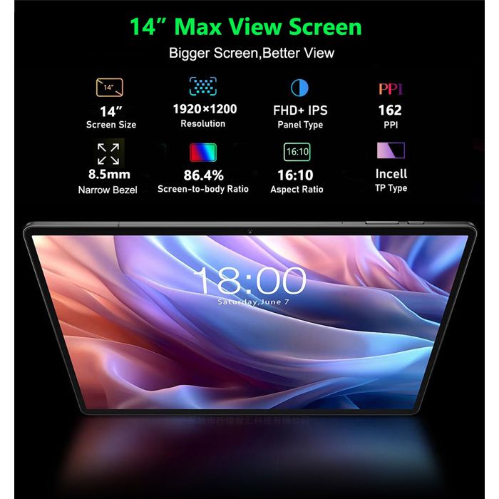 Nenmone Mpad15 2 en 1 tablette An oid14 SIM réseau 14 "écran tactile ...