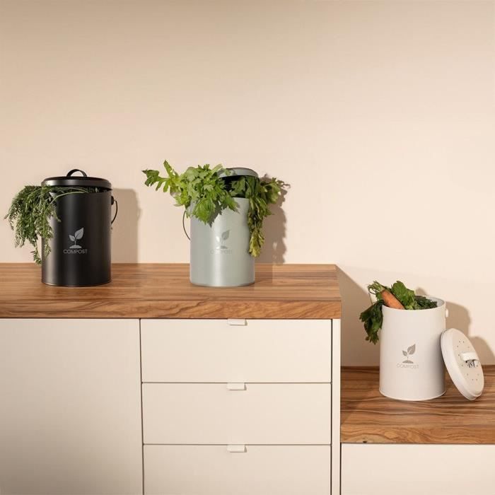 Seau à compost de cuisine - LIVOO - MES154N - 6 L - Ø18 cm - Hauteur 23 ...