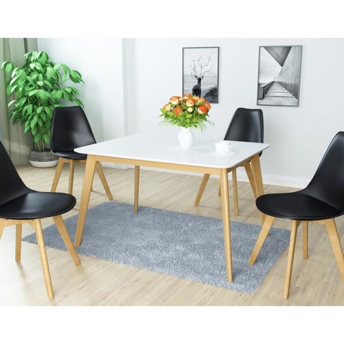Table scandinave extensible OLGA 120-160 cm blanche - Blanc - Cdiscount ...