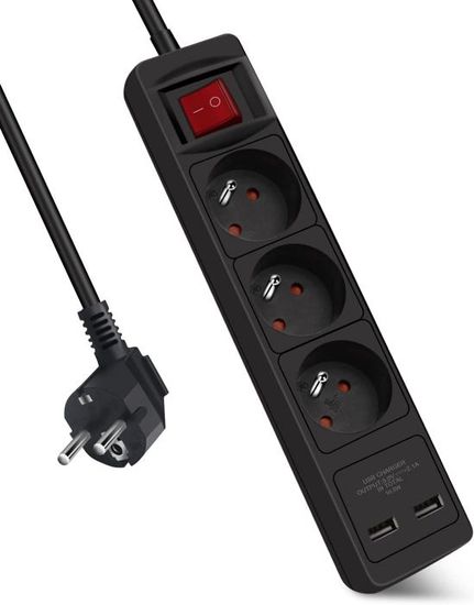 Multiprise 3 Prises et 2 Ports USB Chargeur,Bloc Multiprises avec ...