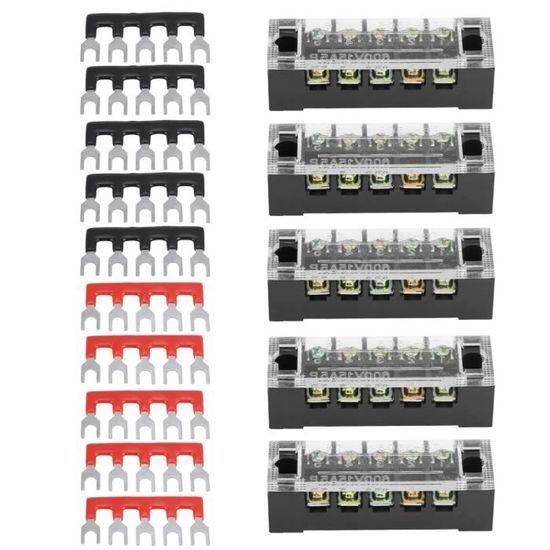 Akozon bornier à vis 600V 15A 5 pièces double rangée 5 positions 600V ...