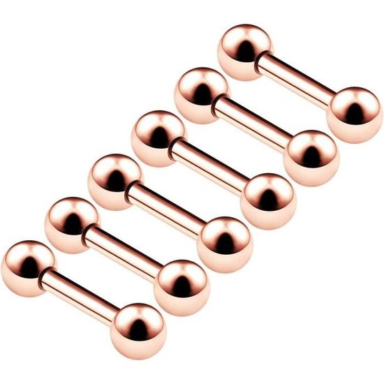 Lot De 6 Piercings Droits En Acier Inoxydable Anodisé Avec Boule Pour ...
