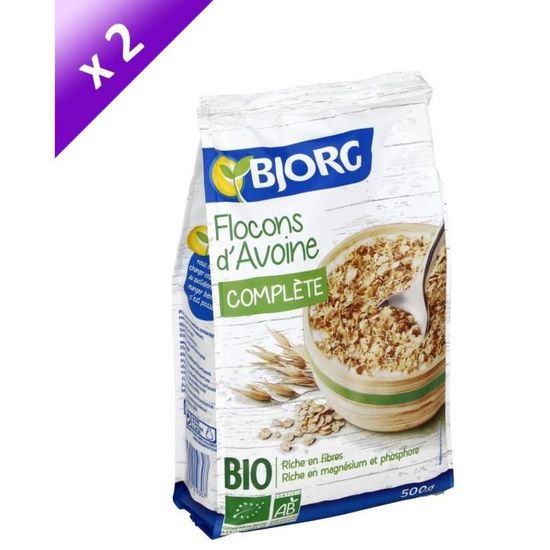 [LOT DE 2] Flocons d'avoine nature 500 g Bjorg - Cdiscount Au quotidien