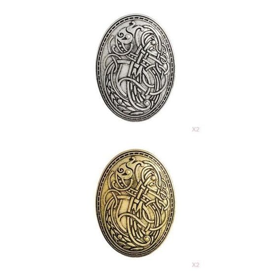HAPPY-4Set Viking Pénannulaire Cape Pin Broche Celtique Médiévale ...