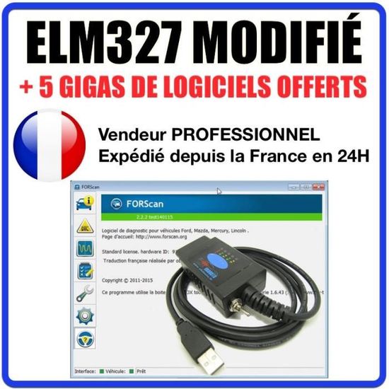 ELM327 USB Modifié compatible avec Ford MS-CAN support CAN-BUS ...