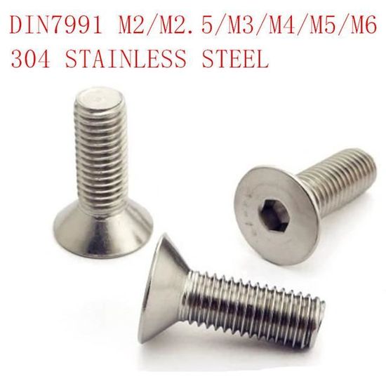 VIS,stainless steel 304-M6 10PCS-8 mm--Vis À Tête Hexagonale En Acier Inoxydable, Noir Plat, M2 ...