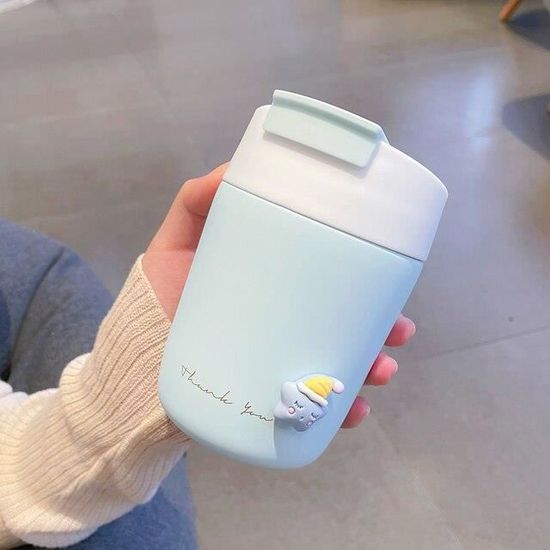 GOURDE BIDON,Blue 360ml--Tasse thermique 360-480ml, Kawaii, pour café, bière, thé, jolies tasses ...