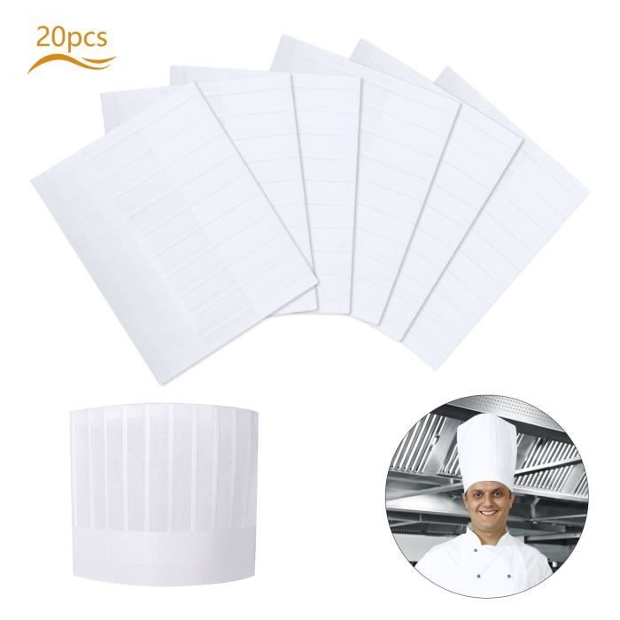 LANMOK 20Pcs Toque Jetable Chapeau à Chef Cuisinier en Papier Toque ...