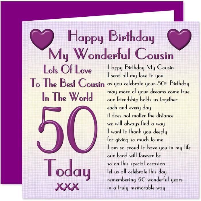 Cousin Carte Joyeux Anniversaire 50 Ans Beaucoup Damour Au Meilleur