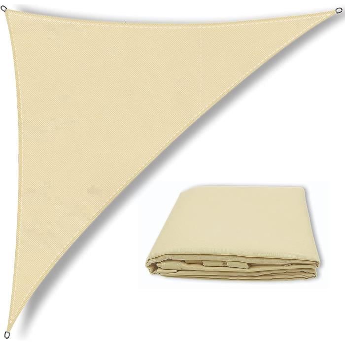 Voile d'ombrage Triangle à Angle oit 3 x3 x 4.3m Crème Voile de Soleil ...