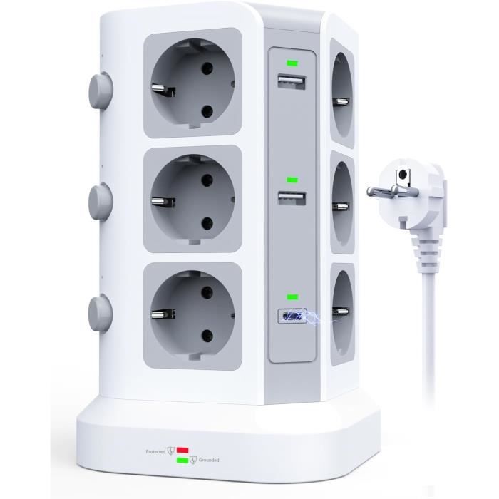 2 Ports [20W USB C] Tour Multiprise Parafou e Multiprise avec USB C ...