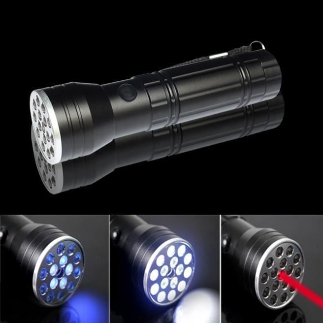 New Black LED Powerful 3 in 1 Multi Function Torch Flash Light Laser ...