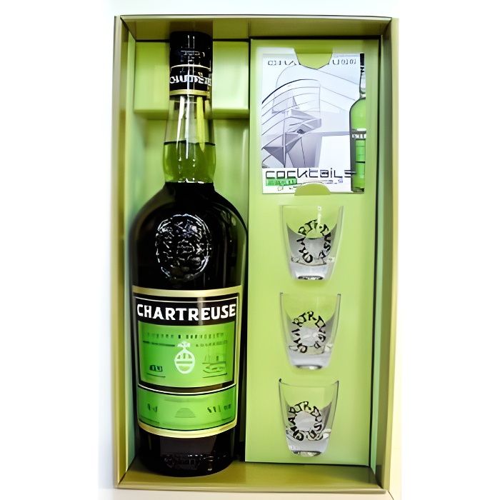 CHARTREUSE - Coffret chartreuse Verte avec 3 verres a shots graves 70cl ...