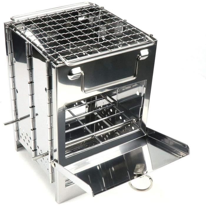 Réchaud en acier inoxydable Folding - Mini barbecue à bois avec sac de ...