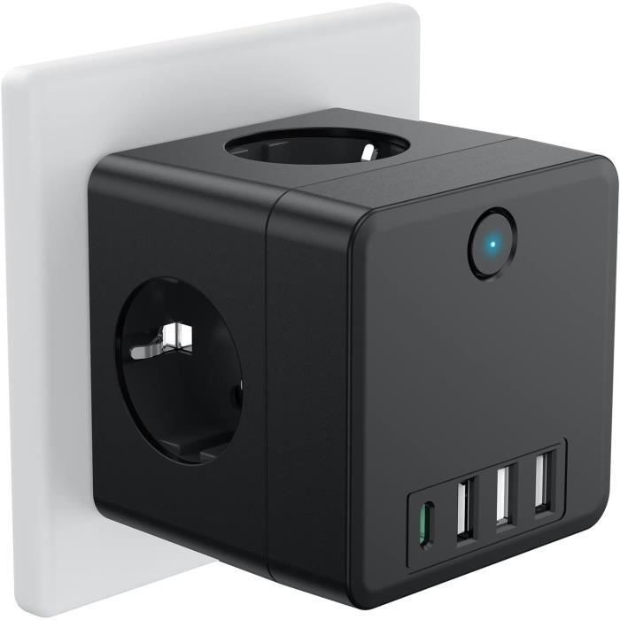 Prise USB Multiple, 8 en 1 Multiprise Electrique Murale 4 Prises avec 2 ...