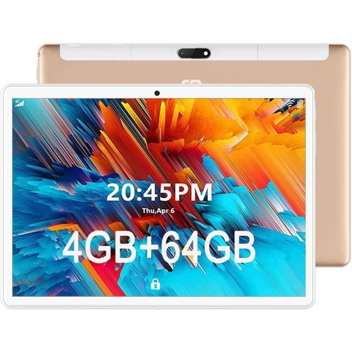 Tablette Tactile 10 Pouces Android 10 Go - 4 Go RAM + 64 Go ROM, 8 Cœurs 1.8Ghz, Dual SIM 4G ...