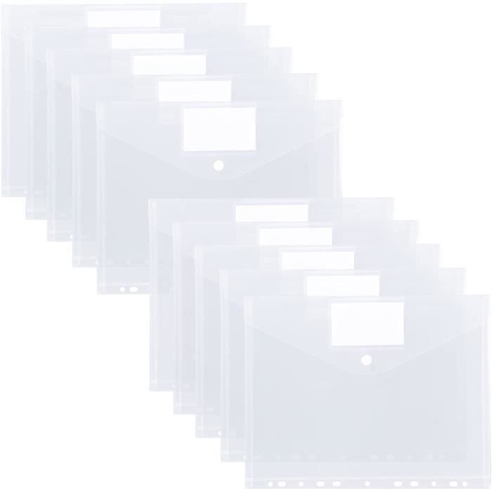 Lot de 10 Pochette plastique A4 - porte-documents A4 avec 11 trous ...